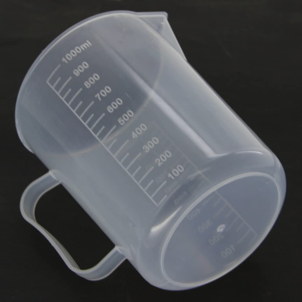 Heyiarbeit Measuring Cup 1000ml PP Plastic Graduated Beaker Transparent for Lab Kitchen Liquids