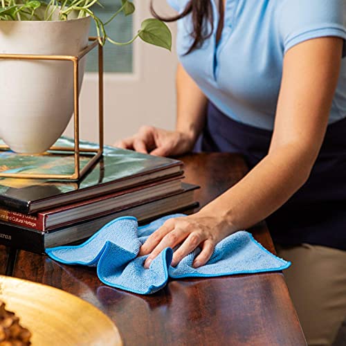 Bulk 12β X 12β Economy All Purpose Microfiber Towels Wholesale - Case Quantity (400 Count) | No Fraying | High Density Microfiber | c | Long-Lasting (Black)