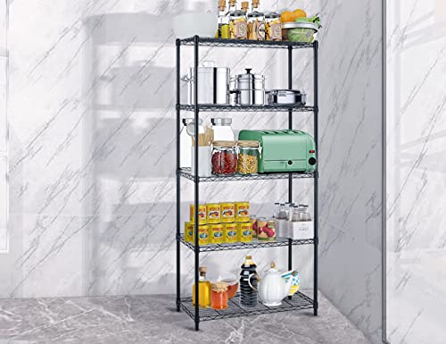 5-Tier Metal Wire Shelving Unit Kitchen Shelf Organizer Garage Storage Rack Utility Shelf Snack Shelf, NSF Certified Storage Shelves for Storage, Garage Shelving Kitchen Storage Shelf Pantry Shelves