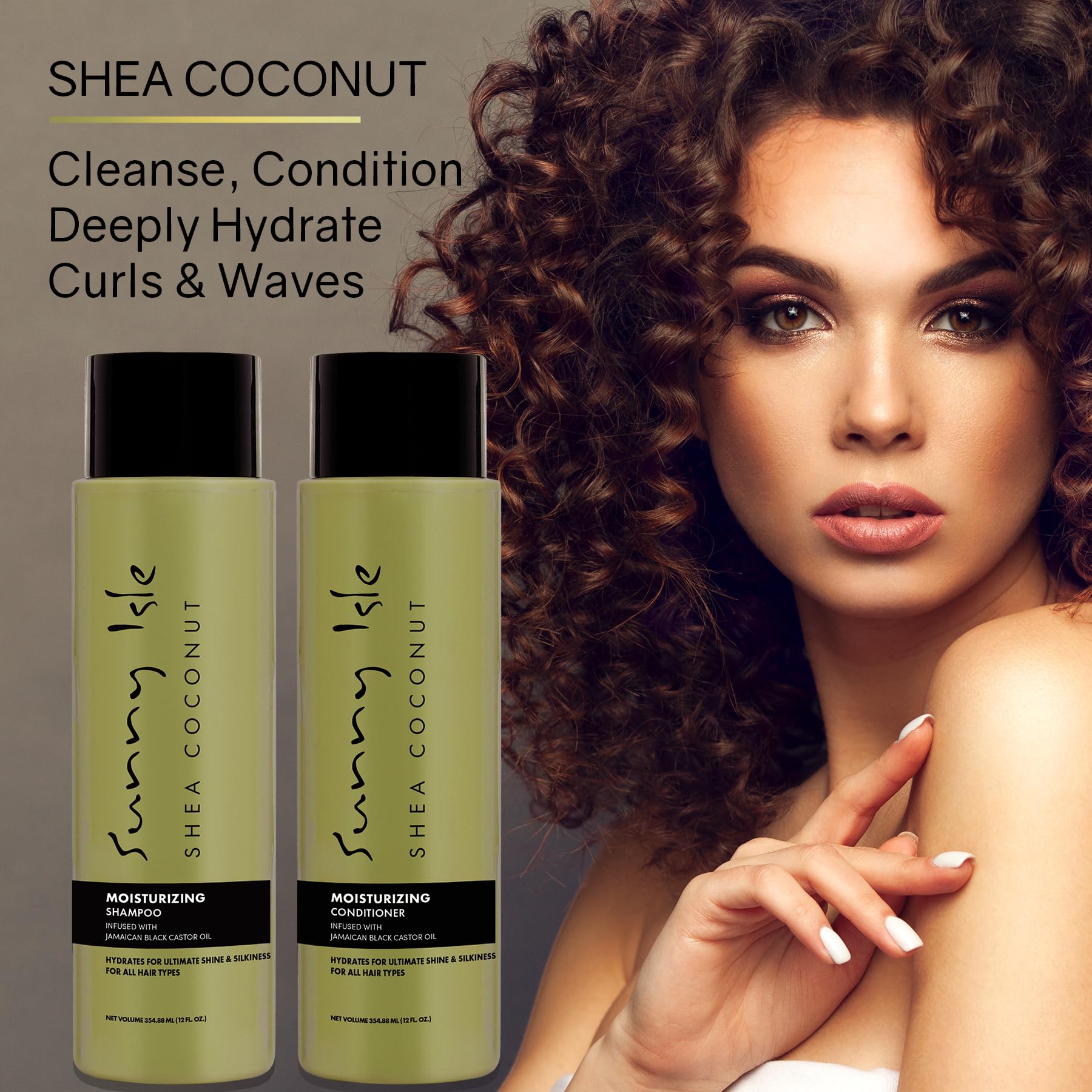 Sunny Isle Shea Coconut Moisturizing Conditioner 12oz | Infused with Jamaican Black Castor Oil | Curly Hair Conditioner | Quenches & Softens Dry Curls, Waves, Coils | Silicone, Paraben & Sulfate-FREE