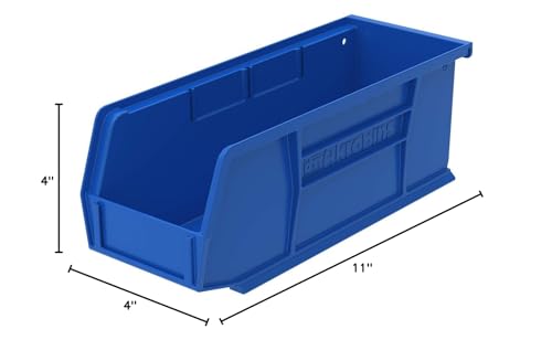 Akro-Mils 30224 AkroBins Plastic Storage Bins, Space-Saving Stackable Bins, Garage Organization Bins, Pantry Organization, Craft Storage, 11-Inch x 4-Inch x 4-Inch, Blue, 12-Pack