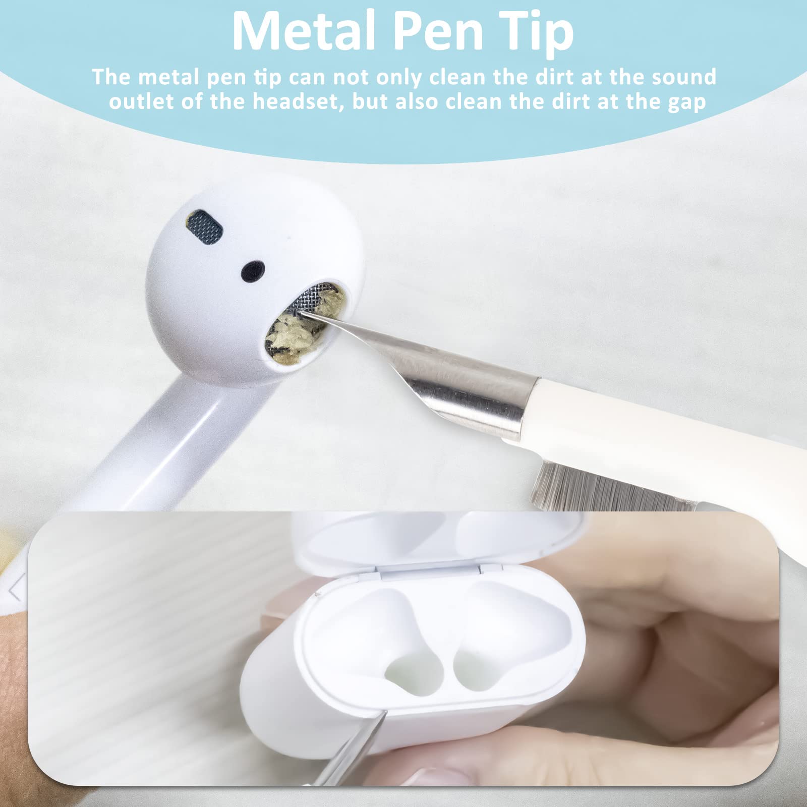 2022 New Cleaner Kit for Airpods Pro and 1/2 Multifunction Cleaning Pen with Soft Brush for Bluetooth Earphones Case (Pink)
