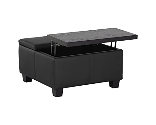 Aldo Lift Top Storage Ottoman Black - Black Wood