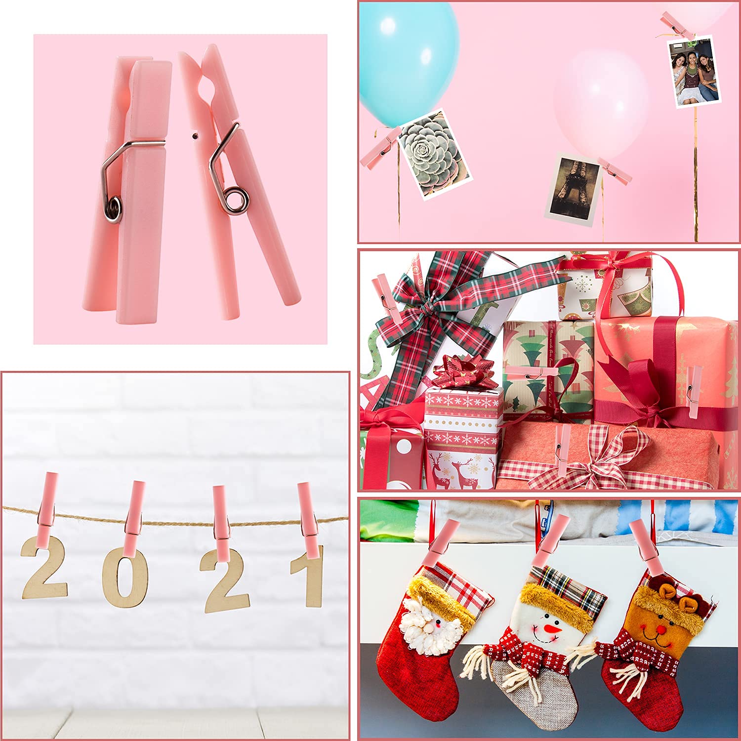 60 Baby Shower Clothespin Games Mini Clothes Pins 1.4 inch for Party Decorations (Pink)