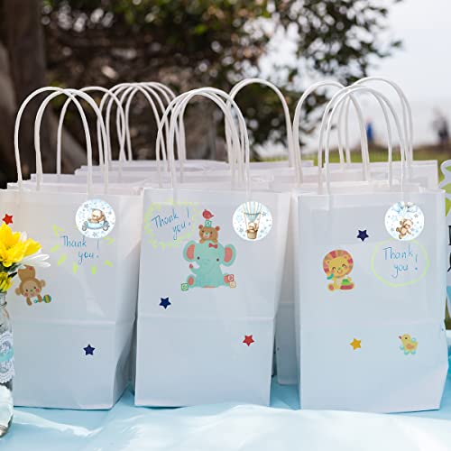 Bear Baby Stickers-500Pcs Thank You Beary Much Circle Labels,1.2 Inch Baby Shower Bear Theme Blue Candy Stickers for Kids