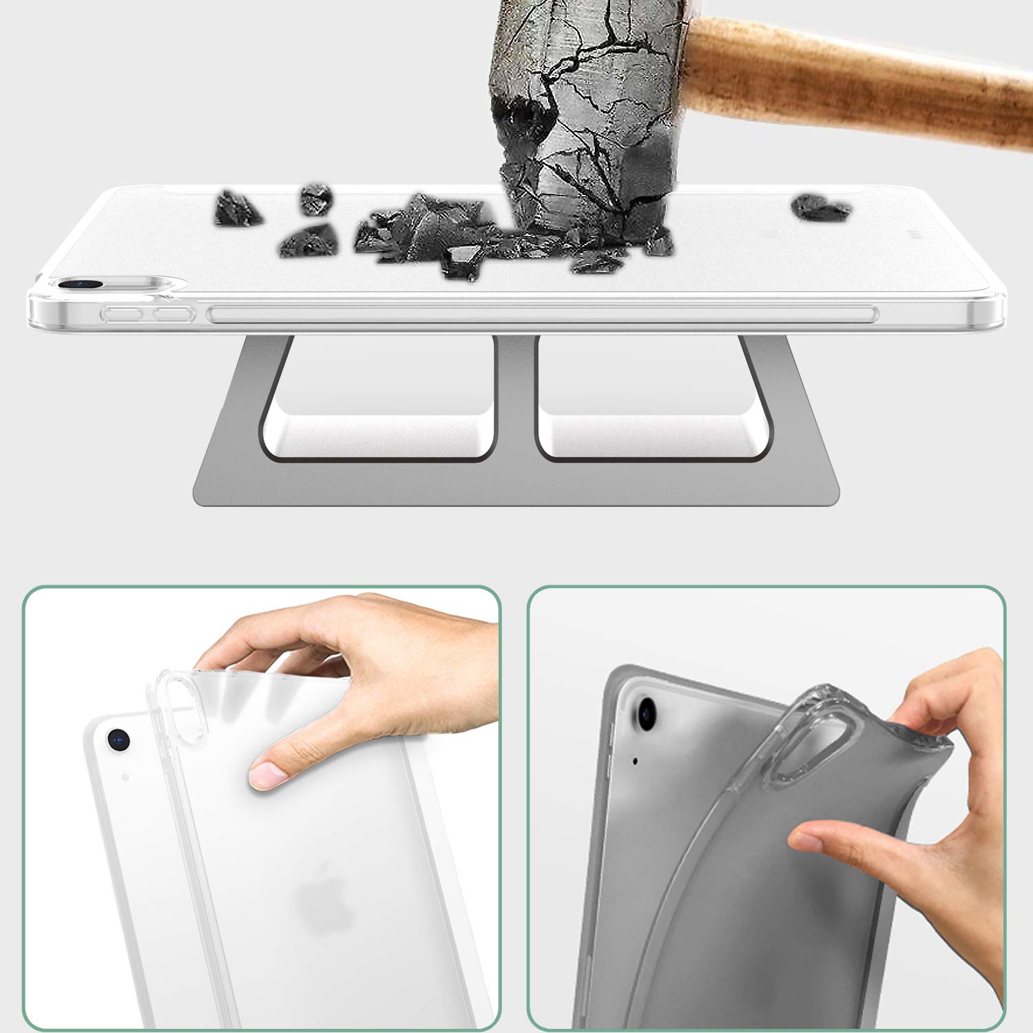 iMieet iPad Air 11 Inch Case 2024 /iPad Air 5/4 Case 2022/2020 10.9 Inch - iPad Air 6th/5th/4th Generation Case Slim Cover with Translucent Frosted Hard Back [Support Touch ID] (White)