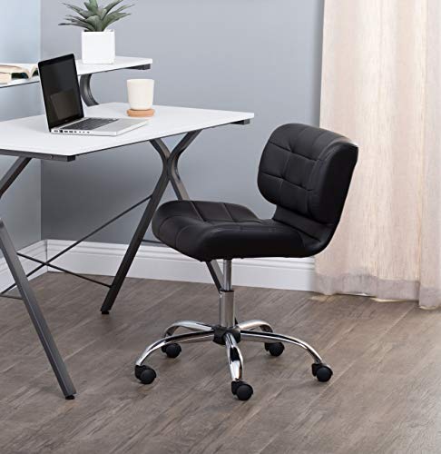 Calico Designs Modern Black Crest Armless Office Chair Swivel Task Chair Desk Chair Computer Chair, Black,