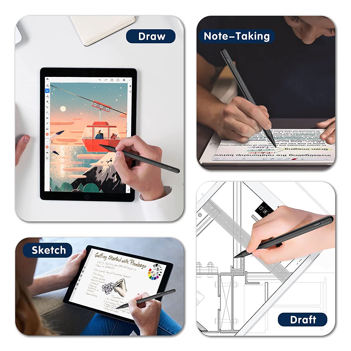 Stylus Pencil for iPad 10th & 9th Generation, Active Pen with Palm Rejection Compatible with 2018-2023 Apple iPad 10/9/8/7/6th Gen/iPad Pro 12.9 &11 inches/iPad Pro 6/5/4th Gen/iPad Air 5/4/3 Gen