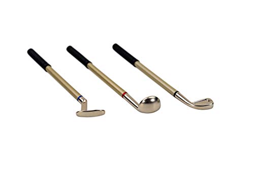 Golf Pen Set - 3 Signature Golf Pens - Mini Golf Club Pens - Best Golf Gifts for Dads - Unique Golf Gadgets for Men & Cool Desk Accessories for Office Colleagues