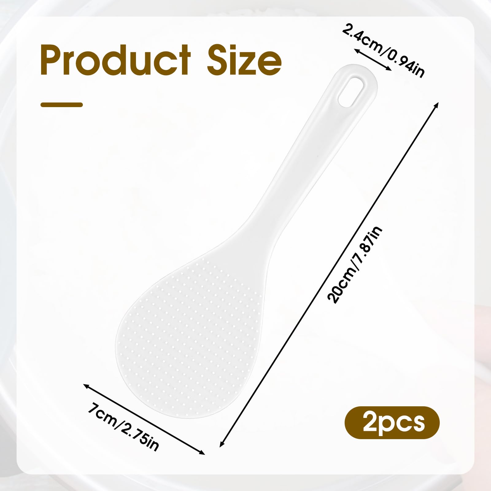 2PCS Rice Serving Spoon White Non-Stick Rice Spoon Paddle Rice Cooker Spoon Large Plastic Rice Spatula 7.95 Inch
