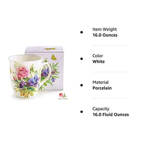 BURTON & BURTON Porcelain MUG ABUNDANT BLOOMS Holds 16 oz.