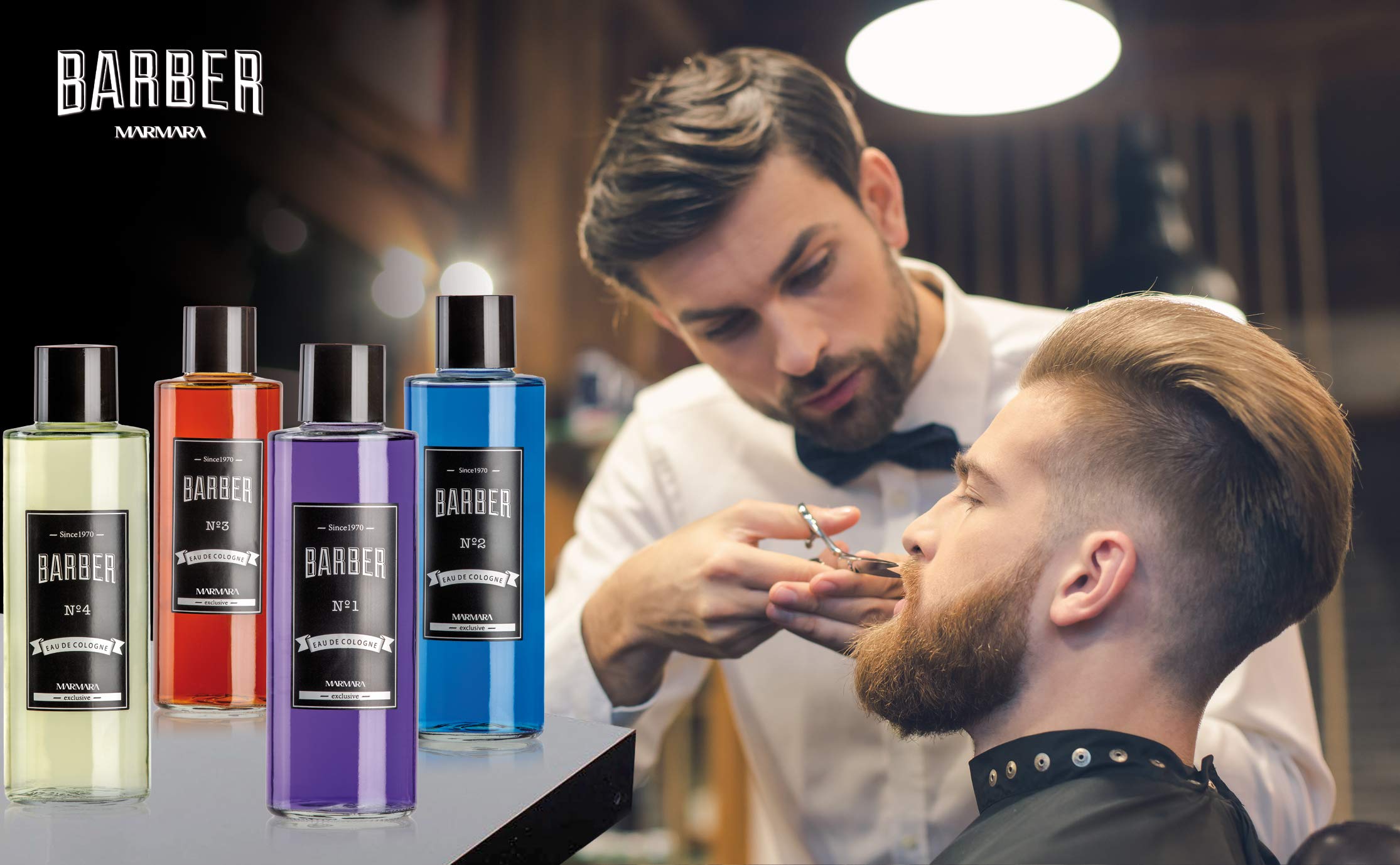 Marmara Barber Cologne - Best Choice of Modern Barbers and Traditional Shaving Fans (No 4 Green, 250ml x 2 Bottles)