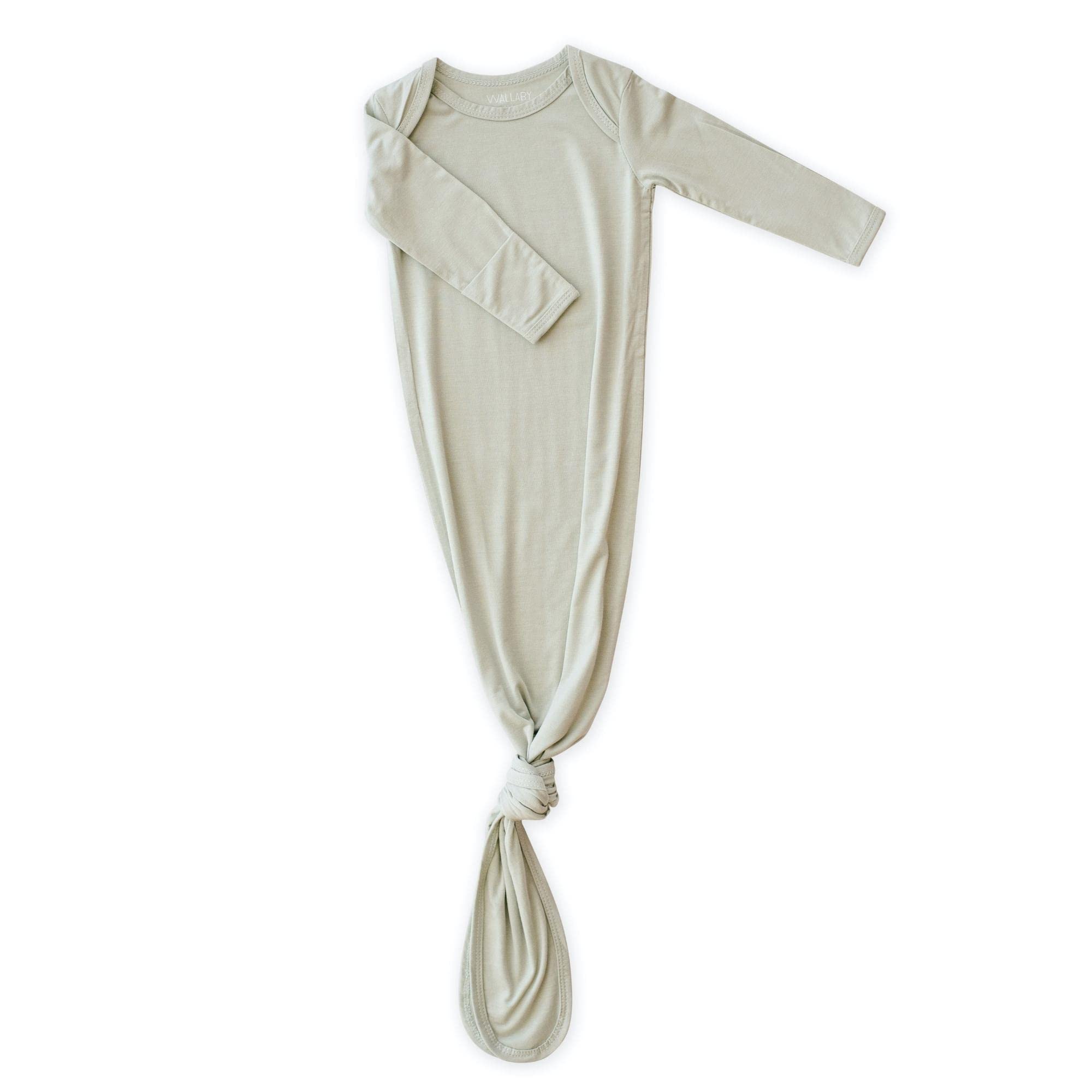 Wallaby Kids Extra Tall Knotted Baby Gown, Super Soft Viscose from Bamboo Newborn Sleeper for Baby Girl and Boy (Seafoam, 0-3 months)
