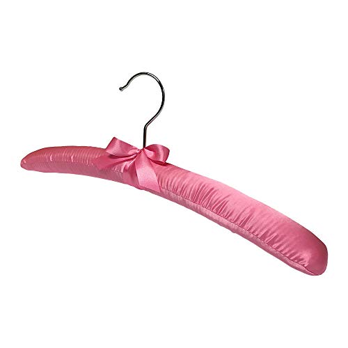 DBM IMPORTS 6 Pcs Smooth Satin Padded Hangers Pink 15" L for Dress Lingerie Bridal Cloth Hanging