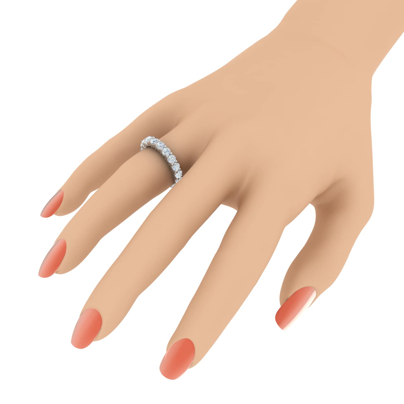 2 Carat Diamond Eternity Wedding Band Ring in 14K White Gold (Value Collection) - IGI Certified (Ring Size 7.5) (I1-I2 Clarity)