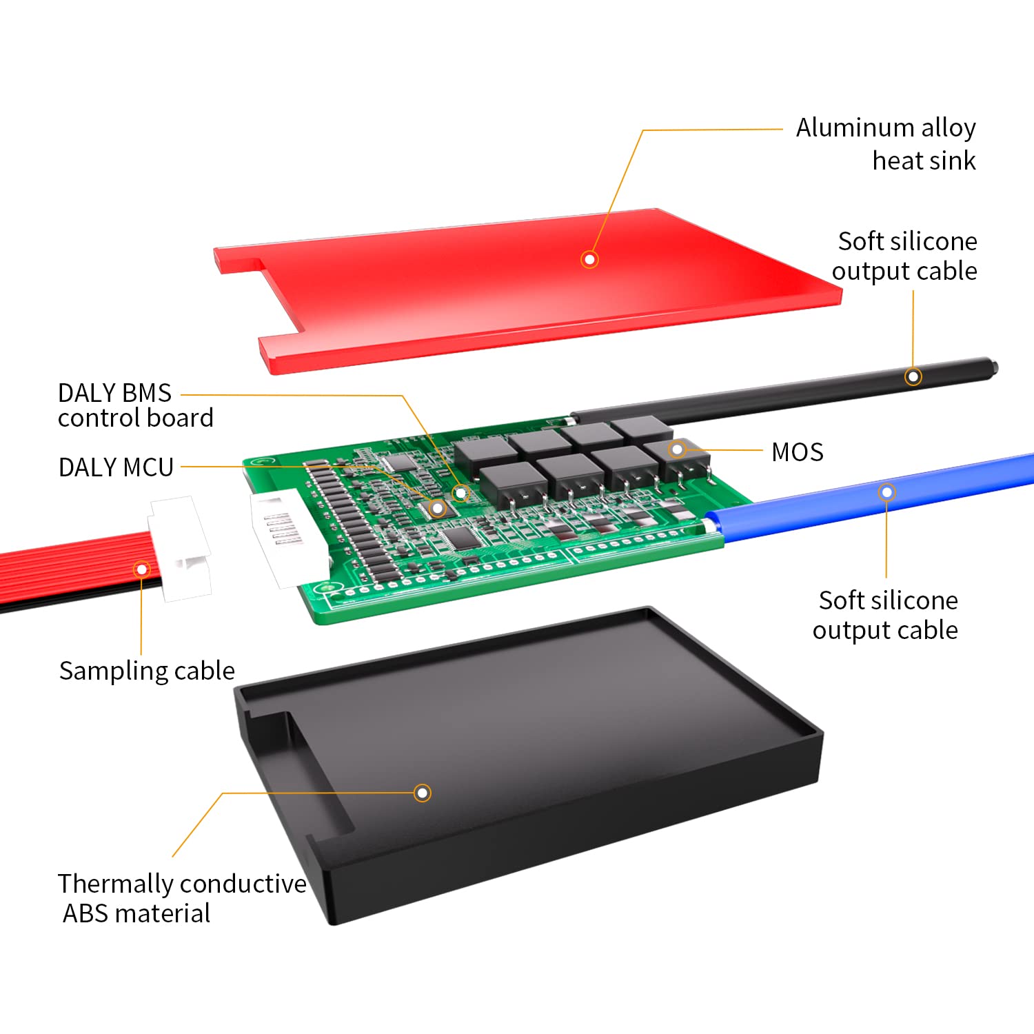 DALY 24V BMS li-ion 7S 20A with Balance Wire and Temperature Sensor for Rated 3.7V Lithium Battery Power Bank Short Circuit Protection(Standard BMS,20A)
