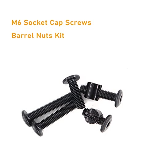 binifiMux 50pcs M6 x 15mm/ 20mm/ 25mm/ 30mm/ 35mm Black Hex Socket Cap Bolts Barrel Nuts Assortment Kit for Crib Baby Bed Cots Furniture