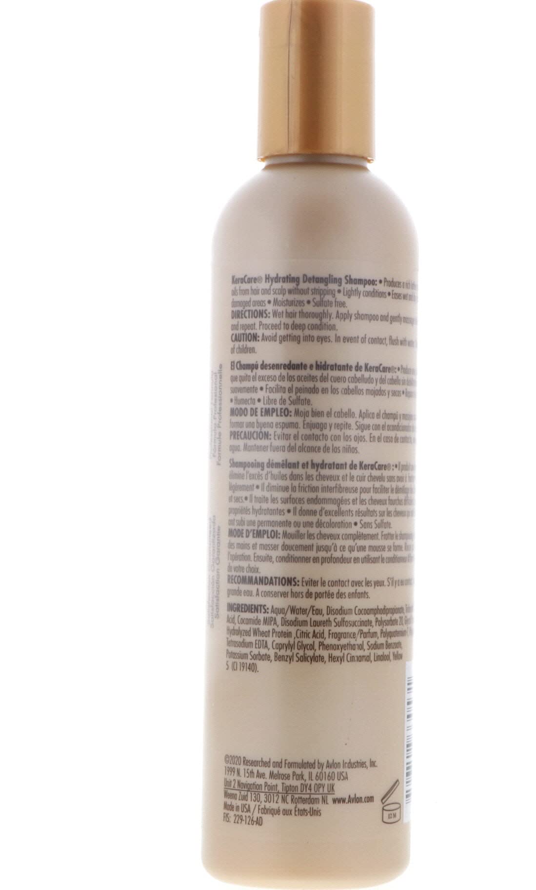 AVLON Keracare Hydrating Detangling Unisex Shampoo, 8 Ounce (Pack of 2)