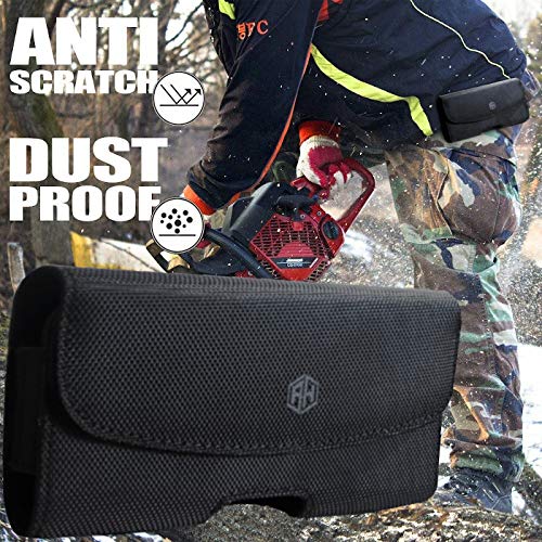 AH Military Grade Phone Holster Men Cell Phone Holsters Belt Case with Loop Cell Phone Nylon Clip Magnetic Pouch For Android Galaxy iPhone 12 Pro Max 6+ 7 Plus 8 Plus Holster Fit Commuter Case (Large)