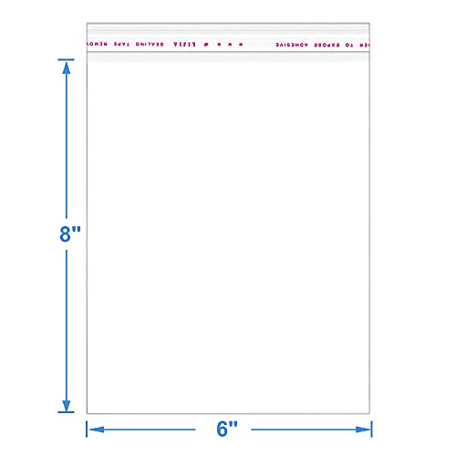 LISM 1000 Pack 6" x 8" Thick Clear Plastic Resealable Cellophane Adhesive Self Seal Bags 1.6 Mil Heavy Duty Packaging Envelopes Prints Photos Cards Gifts Cello Poly Bags