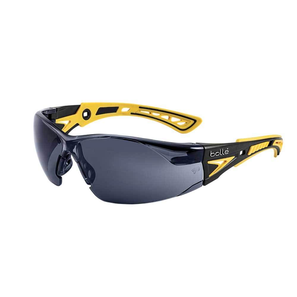 bolle SAFETY Bollé Safety 40253, Rush+ Small Safety Glasses Platinum®, Yellow & Black Frame, Smoke Lenses