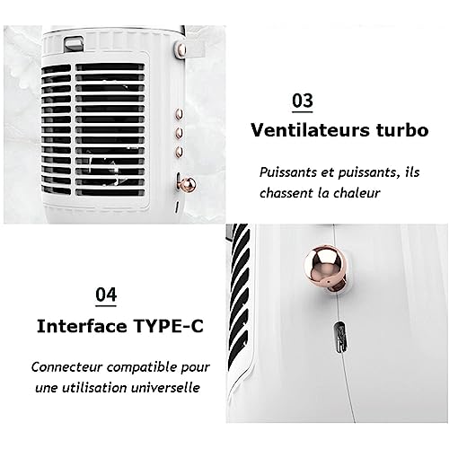 Aire Acondicionado Portatil Para Cuarto | 400ml water tank Mini Air Cooler Fan, Portable Air Cooling Cooler with 3-speeds, 2 Mist Modes | Usb Air Conditioner for Home Office Camping