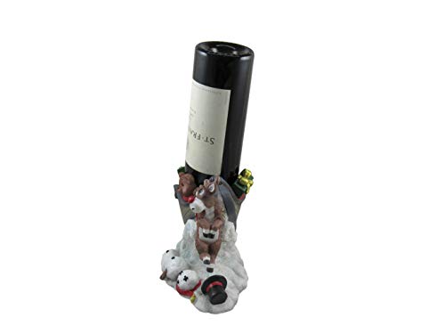 World of Wonders Night Before Christmas Reindeer Sleigh Wine Bottle Holder | Christmas Decorations | Table Top Wine Bottle Holder | Wine Bar Holiday Décor - 10.25L
