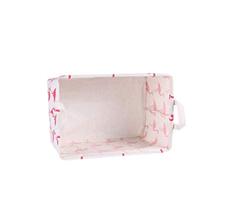 Flamingo Rectangular Storage Basket, Collapsible Storage Basket, Waterproof Coated Storage Box with Handle. Used to Organize Children's Toys and Clothing, Books, Gift Baskets