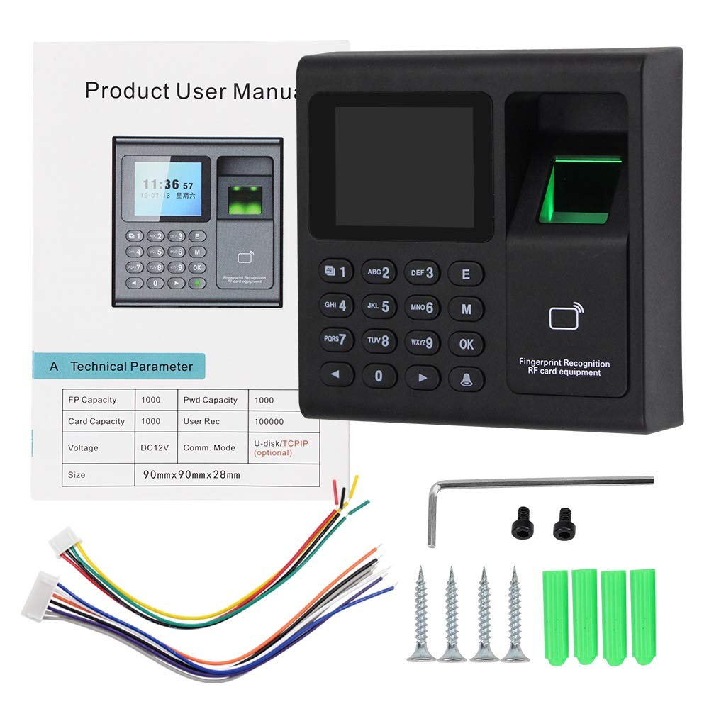 LIBO Intelligent Biometric Fingerprint Time Attendance Machine Time Clock Recorder Employee Check-in Device Access Control Keypad with RFID Key fobs