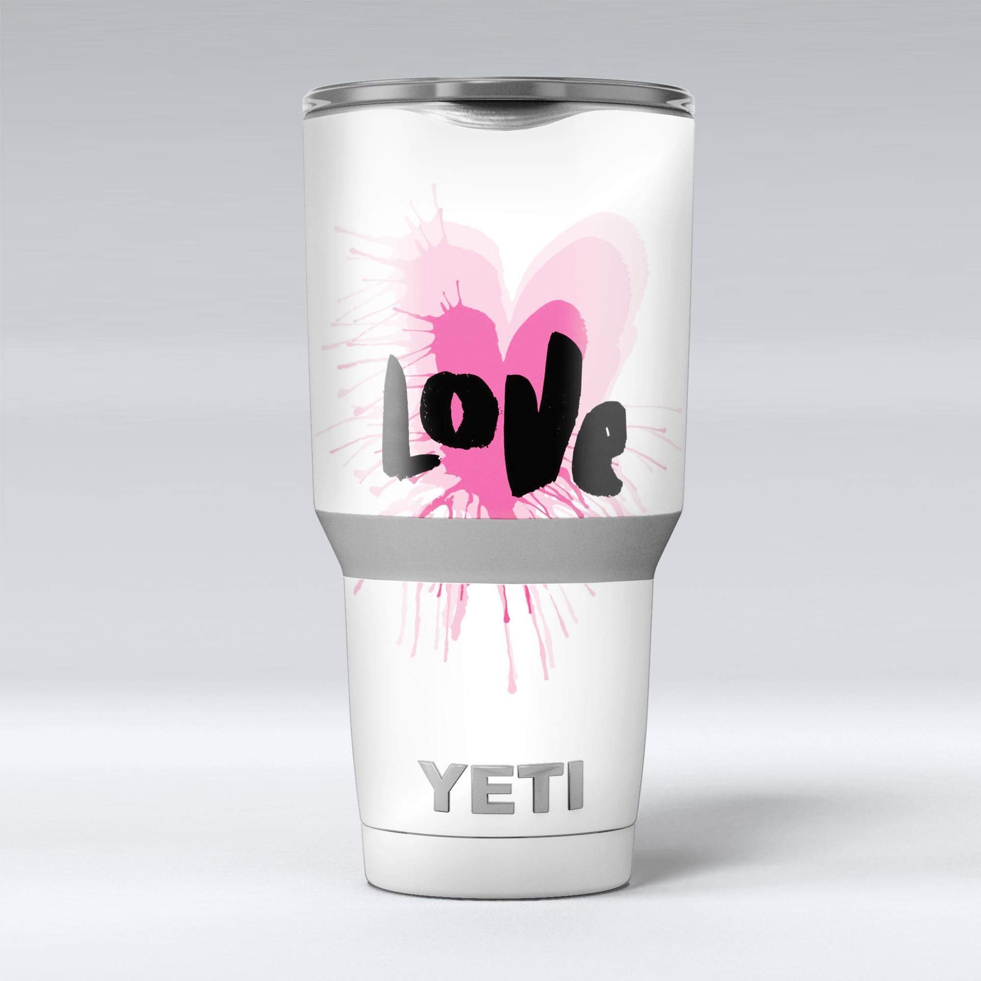 Design Skinz Splattered Pink Love - Skin Decal Vinyl Wrap Kit Compatible with The Yeti Rambler Cooler Tumbler Cups