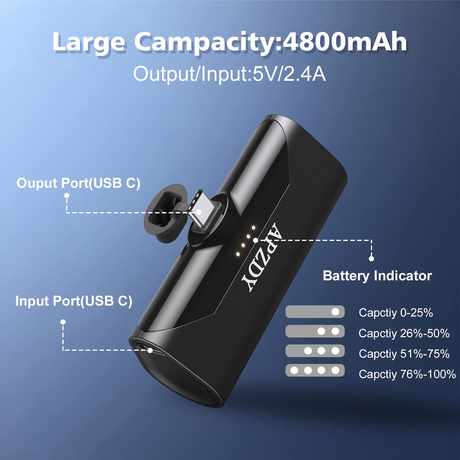 APZDY Battery Pack for Oculus Quest 2 4800mAh Rechargeable VR Battery Power Bank for Quest 2 Battery Accessories for Meta Quest 2 Extends 2+ Hours Playtime Compatible with Oculus/Meta Quest 2
