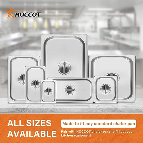 HOCCOT 6-Pack 1/1 Size Stainless Steel Steam Table Lid Full Size Solid Hotel Pan Cover Buffet Pan Lids Roasting Pans Cover with Handle Lid for 1/1 Steam Pan