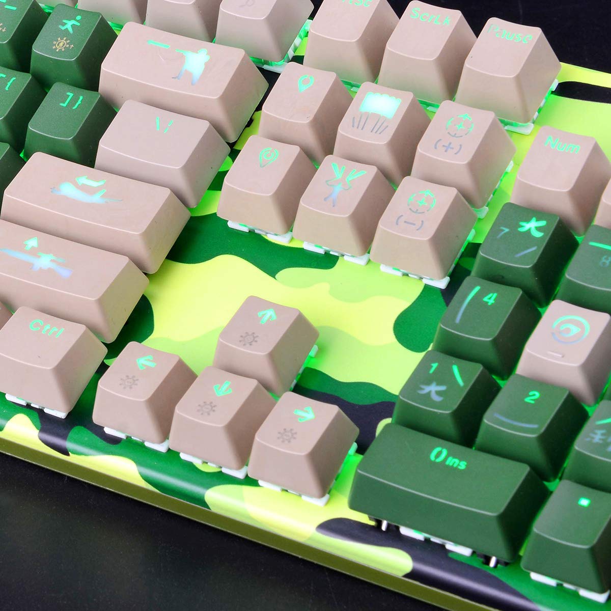 Merdia Mechanical Gaming Keyboard Wired Backlit OUTEM Black Switch Keyboard Full Size 104 Keys US Layout-Camouflage