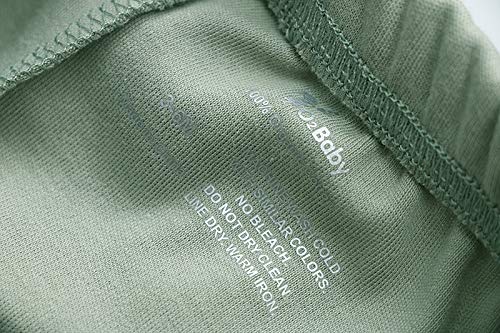 O2 BABY Organic Cotton Unisex Baby Jogger Pants, 3-Pack Pull-on Bottoms, Newborn Leggings (Newborn, Grey/White/Green)