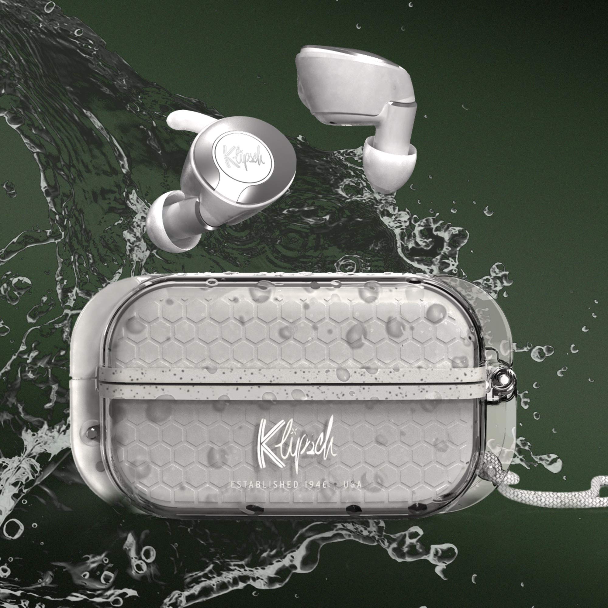 Klipsch T5 II True Wireless Sport Earphones with Dust/Waterproof Case & Earbuds, Best Fitting Ear Tips, Ear Wings, 32 Hours of Battery Life, and Wireless Charging Case