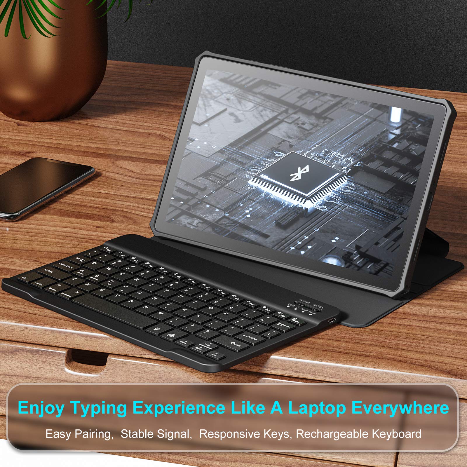 INFILAND Galaxy Tab A7 Backlit Keyboard Case, Multi-Angle 7 Colors Backlight Detachable Wireless Keyboard Case Cover Compatible with Samsung Galaxy Tab A7 10.4 SM-T500/T505/T507 2020 Tablet, Black