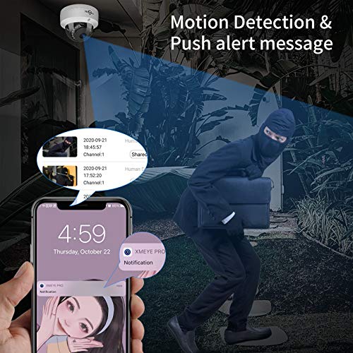 Hiseeu 5MP PoE Dome Security Camera with Audio, IP Network Camera for Indoor Outdoor Security,Add-on PoE Security Camera Waterproof, Mobile Remote Access,Super HD Night Vision
