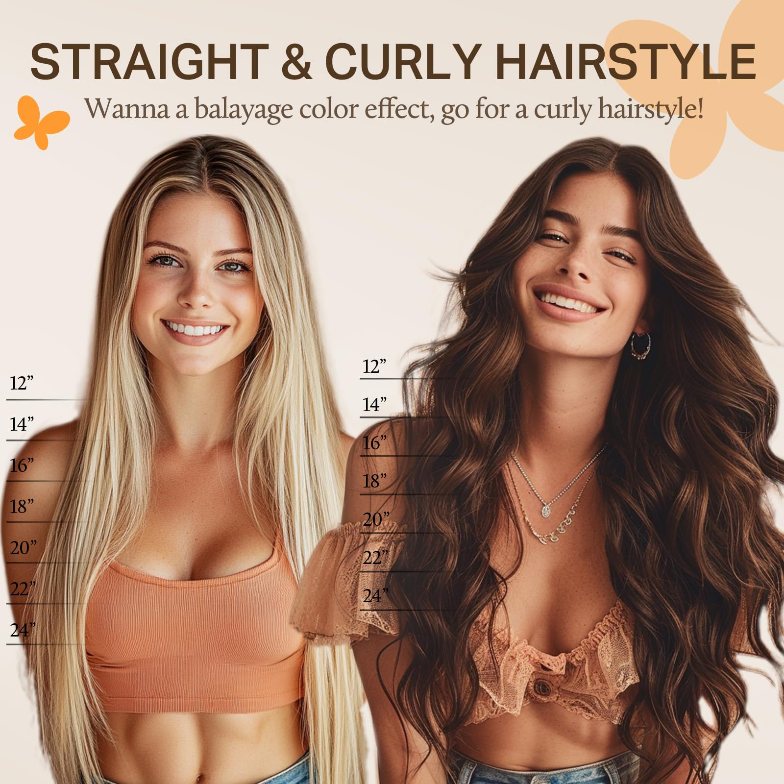 DOORES Balayage Dark Brown to Chestnut Brown Remy Clip-In Hair Extensions - 120g, 7pcs, 18 Inch