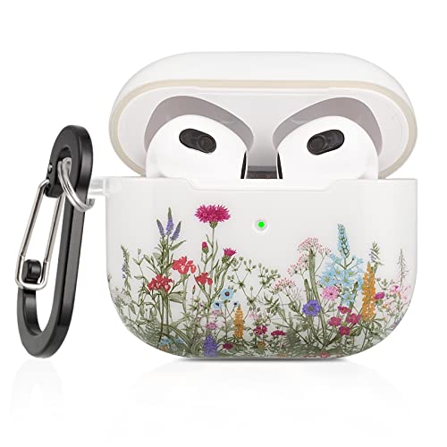 Airpods 3 Case Yellow Flowers, AirPods 3rd Generation Case 2021 for Women Girls Protective Hard Airpod Case Cover for Apple AirPods 3 with Keychain Compatible with Wireless Charging