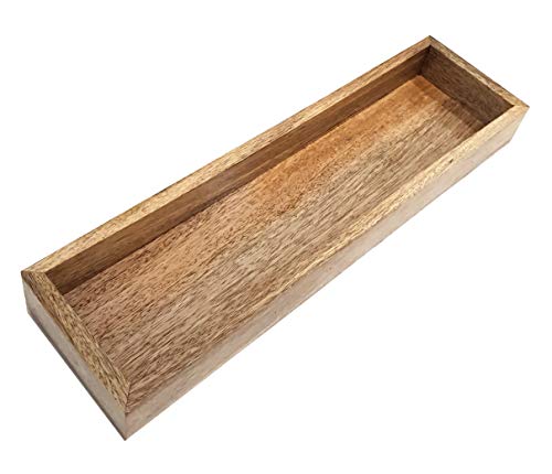 Handcrafted Rectangular Long Coffee Table Tray Wooden Serving Platter Trays Centerpiece for Housewarming Brown15 x 4 x 2 inches
