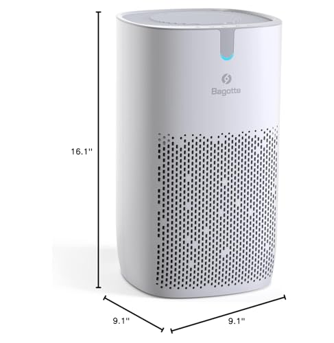 Air Purifier for Home Large Room, Bagotte 4-in-1 H13 HEPA Filter Air Purifier up to 1725 ft² in 60 Min, 24dB Quiet 4 Speeds 6 watts Sleep Mode Energy Saving, Remove 99.97% Dust Smoke Odor Ozone Free