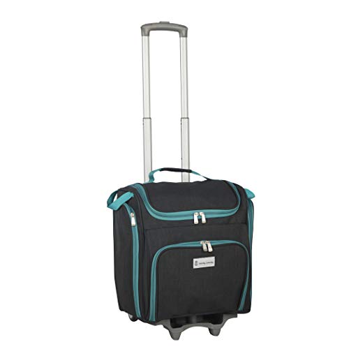 Handy Sandy Crafter’s Craft Tote Bag Organizer, Black- Storage Bag for Craft Supply, Sewing & Scrapbooking Carrier w/Handle and Wheels for Organization for School, Supplies, Tools, Medical, Office
