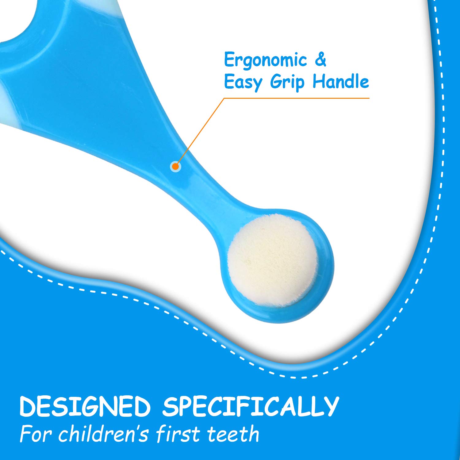 Ecovona Baby Toothbrush & Toddler Toothbrush for Age 0-2 Years Old | Extra Soft Bristle for Baby Teeth & Infant Gums | BPA-Free, Easy-Grip Finger Handle & Teething Pad | Dentist Recommended | 4-Pack