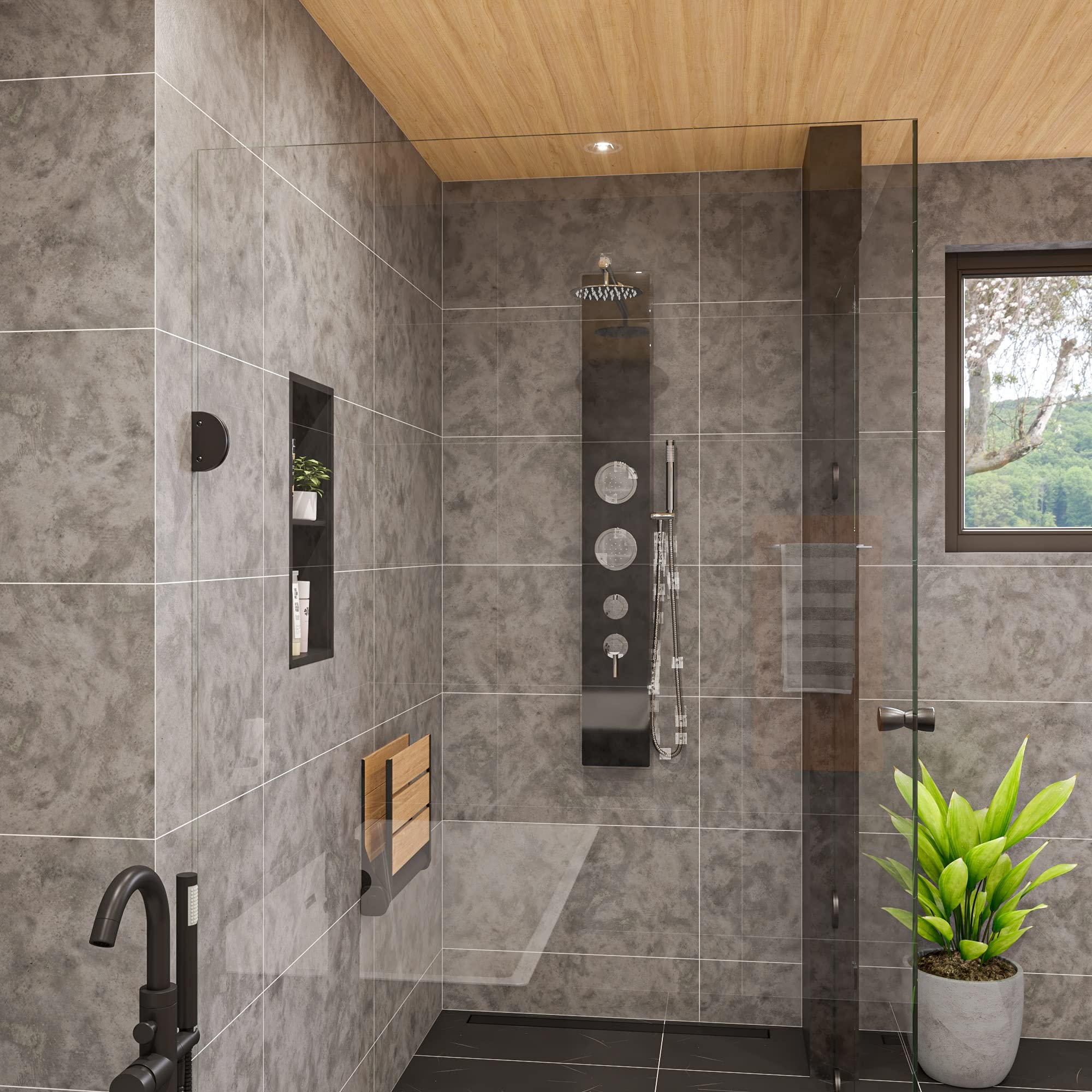 ALFI brand ABNC1224-BLA Shower Niche, Black Matte