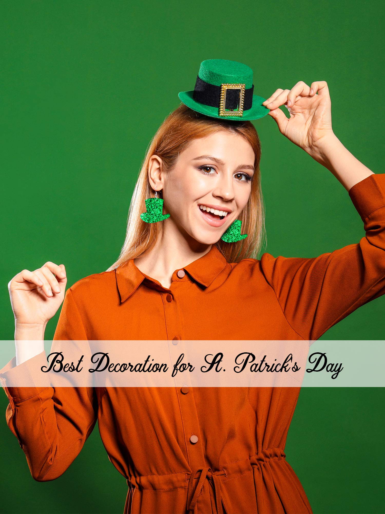 25 Pairs St Patrick's Day Easter Faux Leather Earrings Set Teardrop Clover Green Hat Easter Egg Dangle Earrings for Women Girls
