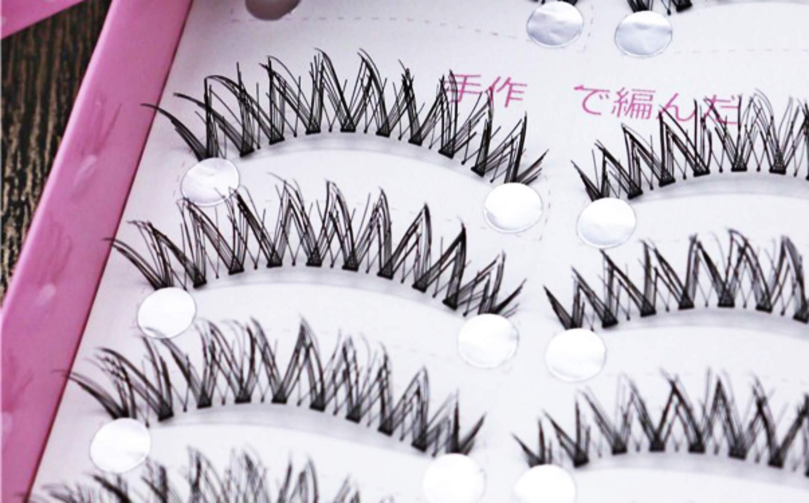 Dorisue False Eyelashes Wispy Short False Eyelash women Special eyelashes 100% Handmade Eyelashes Pack (10 Pairs Set) Black