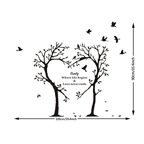 BooDecal Nature Series Heart Tree Quote Wall Decal Mural Sticker Decor for Nursery Bedroom Living Room 39 inches x 35 inches