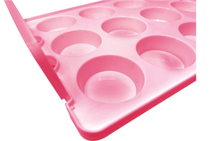 DuraCasa Cupcake Carrier, Cupcake Holder - Premium Upgraded Model - Store up to 36 Cupcakes or 3 Large Cakes - Stacking Cupcake Storage Container - Cookie, Muffin or Cake Carrier (Pink, Three Tier)