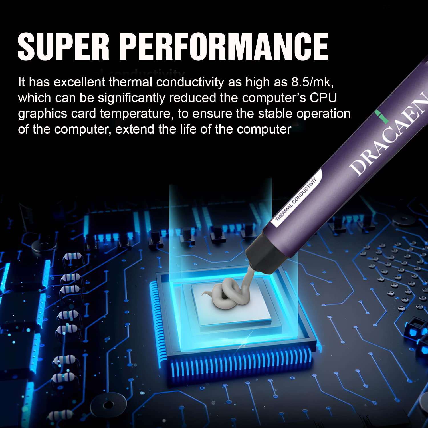 Dracaena Thermal Compound Paste (4Gram), Carbon Based High Performance, Heatsink Paste, Thermal Compound CPU for All Coolers, Thermal Interface Material -CTG9