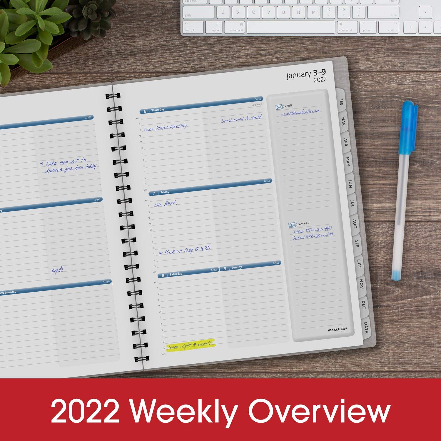 2022 Weekly & Monthly Planner Refill by AT-A-GLANCE, 8-1/2" x 11", Large, Wirebound, Outlink (70200910)